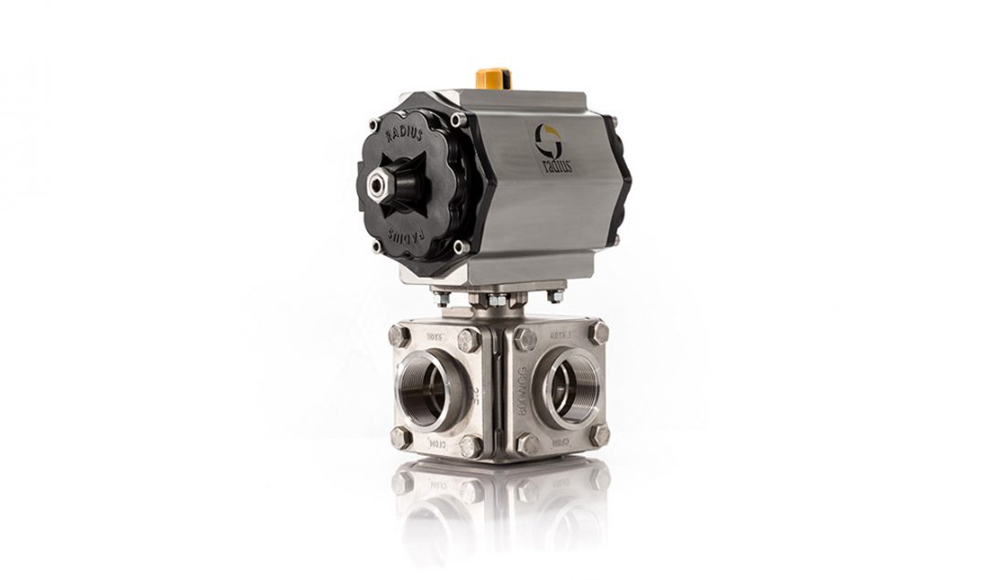 Pneumatic 36 NPT 3 Way Ball Valve Assembly - Triad Process